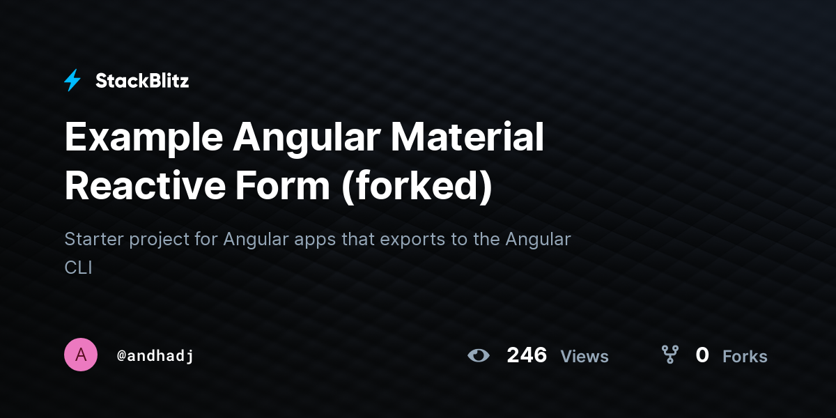 Example Angular Material Reactive Form (forked) - StackBlitz