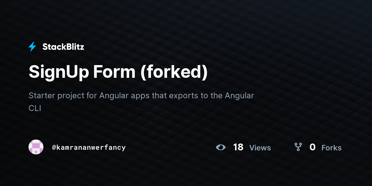 SignUp Form (forked) - StackBlitz SignUp Form (forked) - StackBlitz