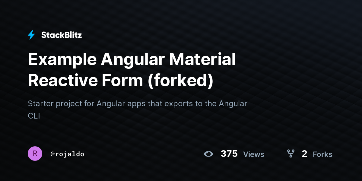 Example Angular Material Reactive Form (forked) - StackBlitz