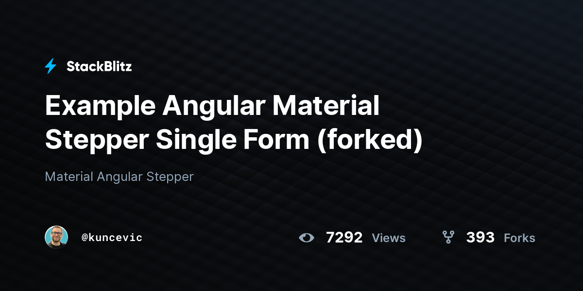 Example Angular Material Stepper Single Form (forked) - StackBlitz