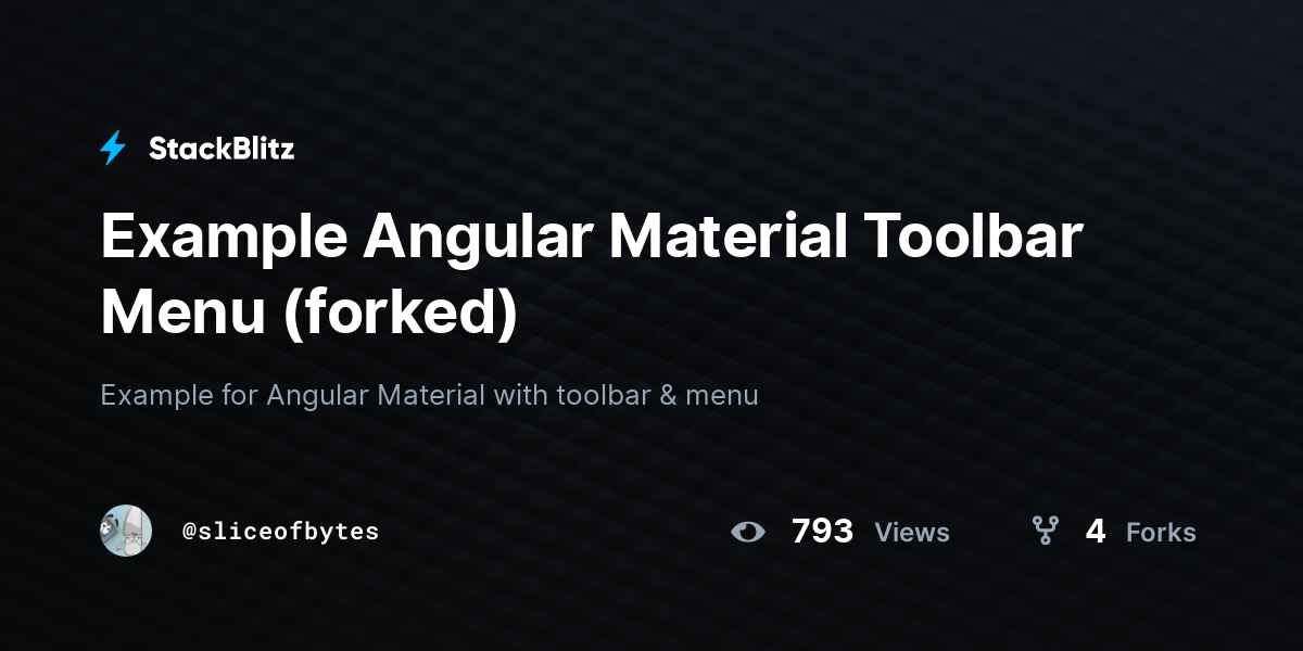 Example Angular Material Toolbar Menu (forked) - StackBlitz