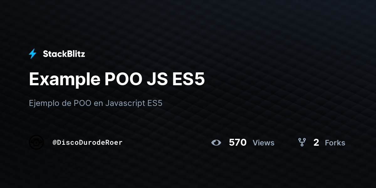 Example POO JS ES5 - StackBlitz