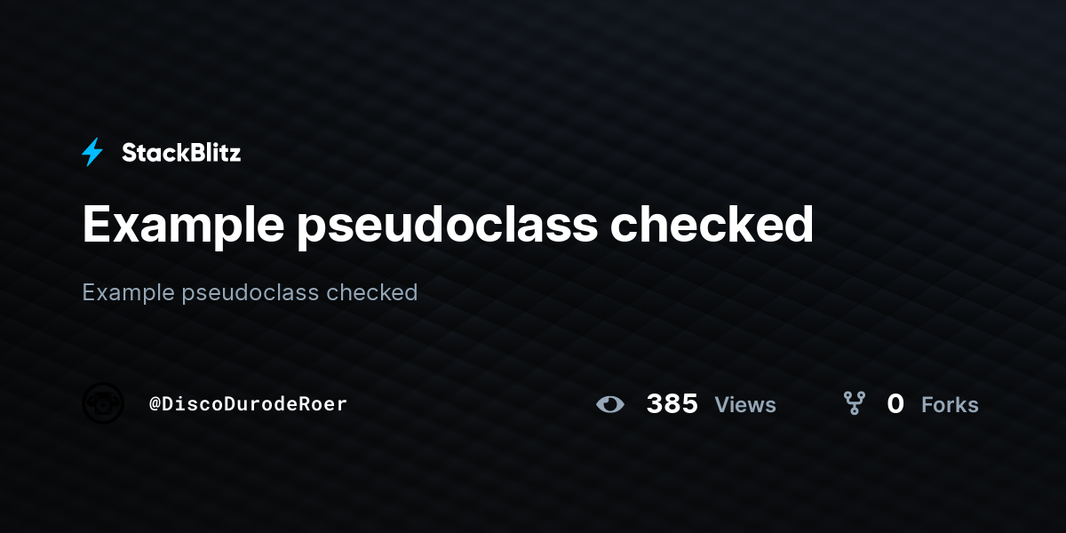 Example pseudoclass checked - StackBlitz Example pseudoclass checked - StackBlitz