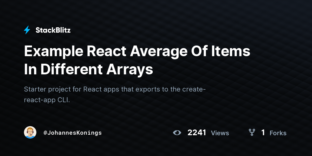 Example React Average Of Items In Different Arrays - StackBlitz