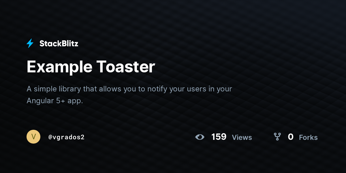 Example Toaster - StackBlitz