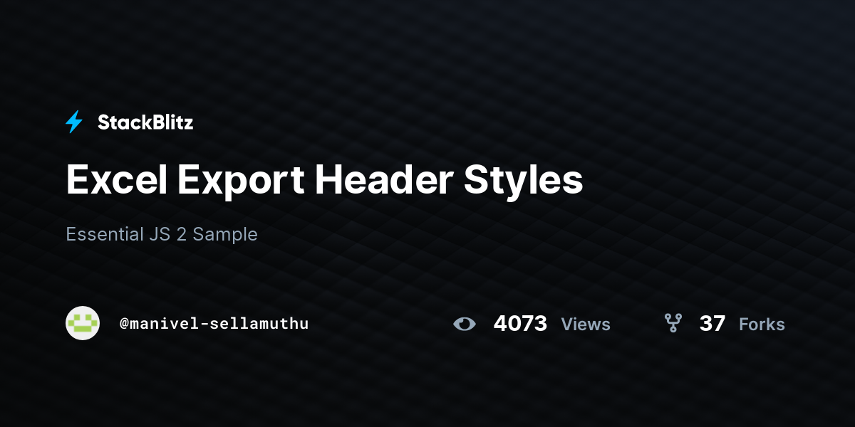 Excel Export Header Styles - StackBlitz