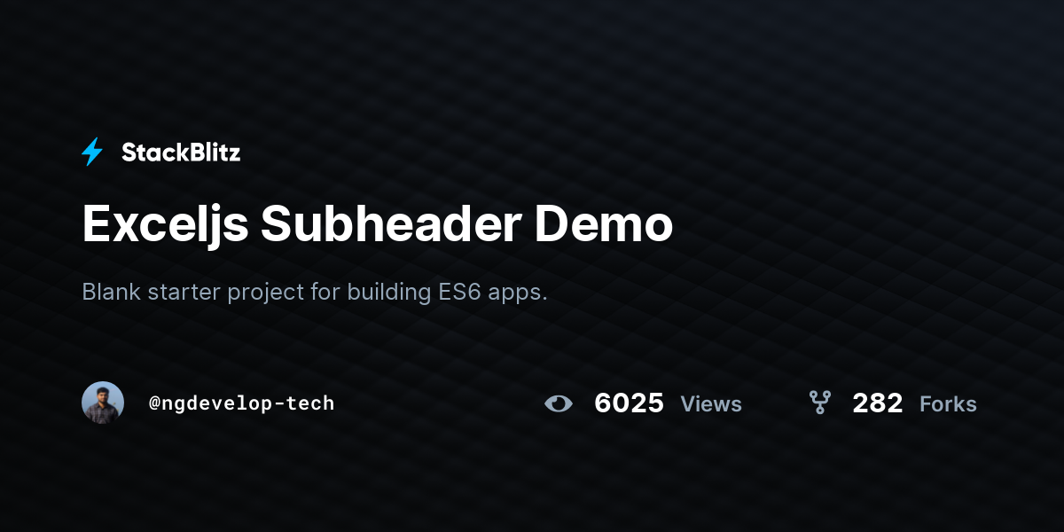 Exceljs Subheader Demo - StackBlitz