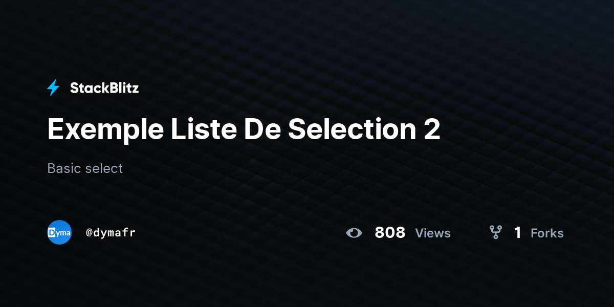 Exemple Liste De Selection 2 - StackBlitz