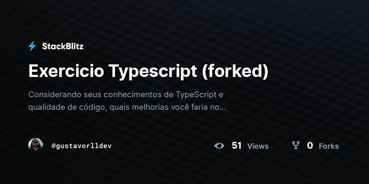 Exercicio Typescript (forked) - StackBlitz