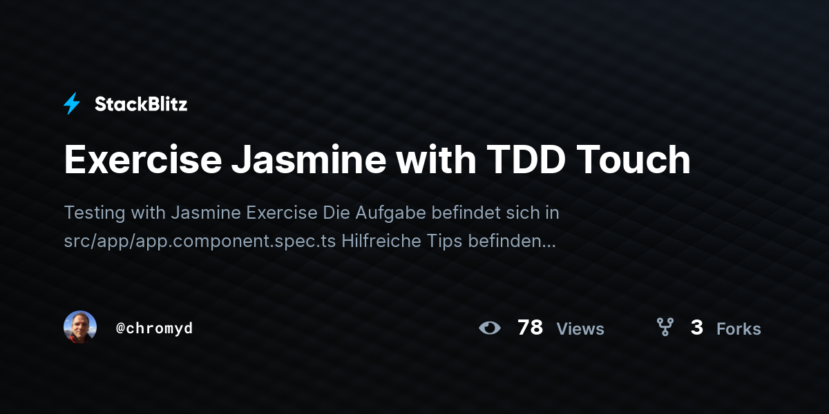 Exercise Jasmine with TDD Touch - StackBlitz
