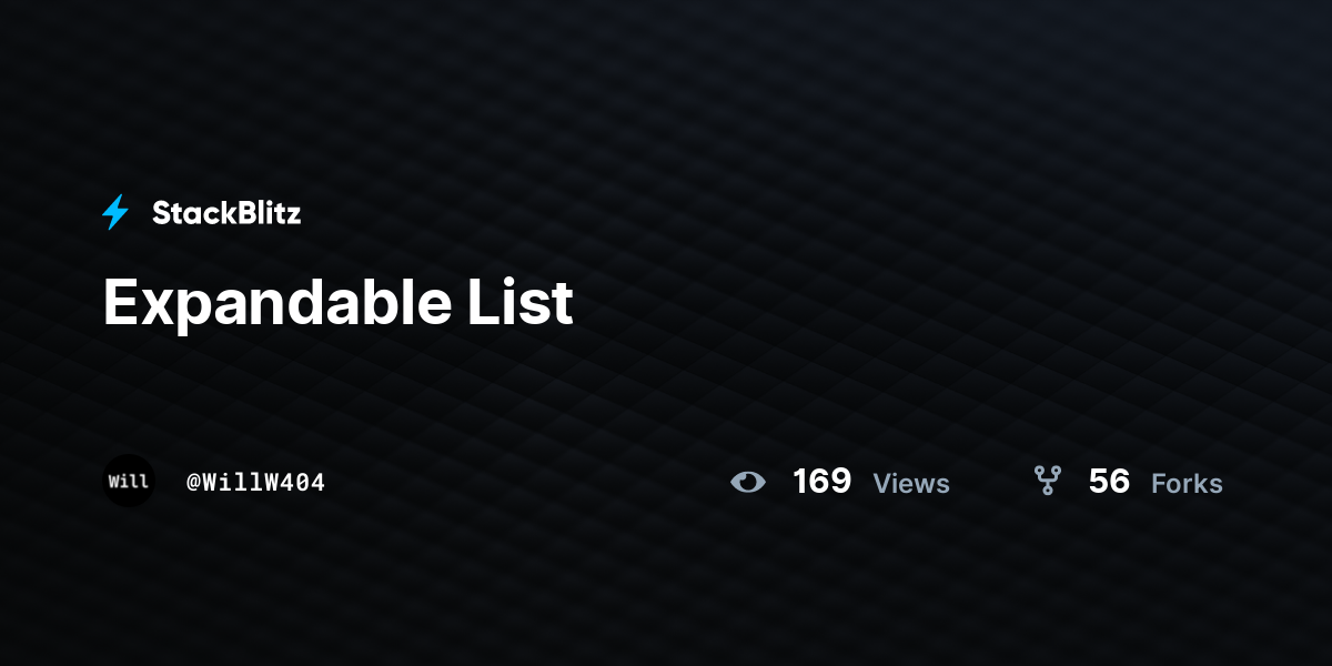 Expandable List - StackBlitz