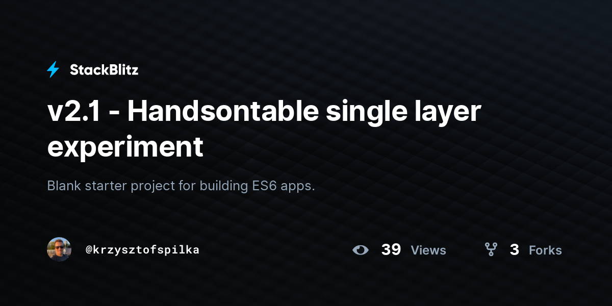 v2.1 - Handsontable single layer experiment - StackBlitz