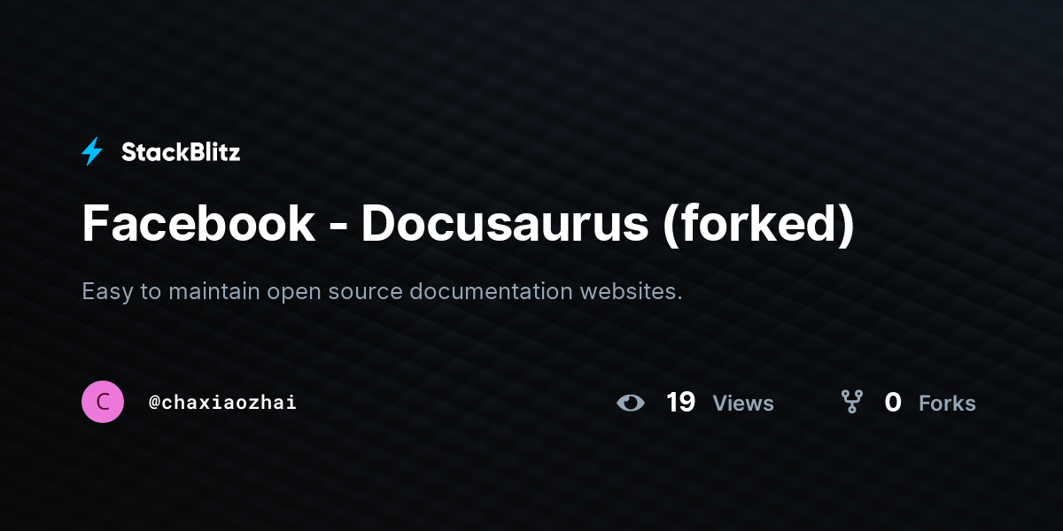 Facebook - Docusaurus (forked) - StackBlitz