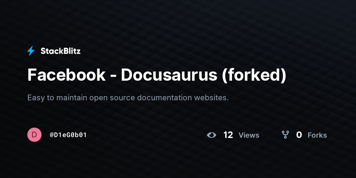 Facebook - Docusaurus (forked) - StackBlitz