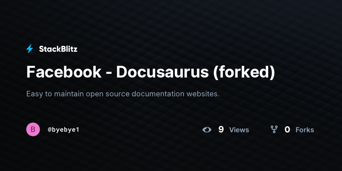 Facebook - Docusaurus (forked) - StackBlitz