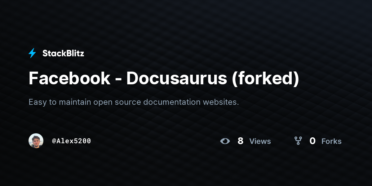Facebook - Docusaurus (forked) - StackBlitz