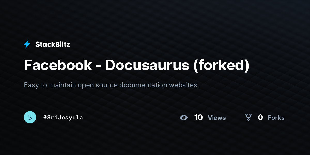 Facebook - Docusaurus (forked) - StackBlitz