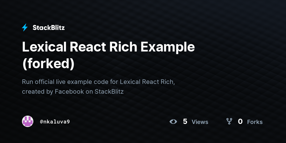 Lexical React Rich Example (forked) - StackBlitz