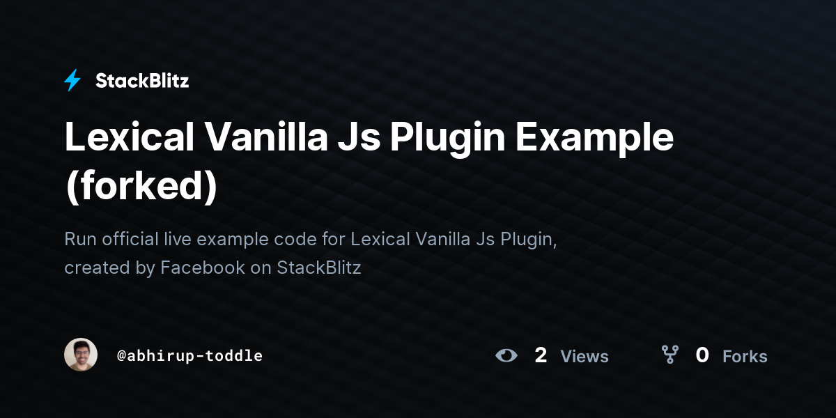 Lexical Vanilla Js Plugin Example (forked) - StackBlitz