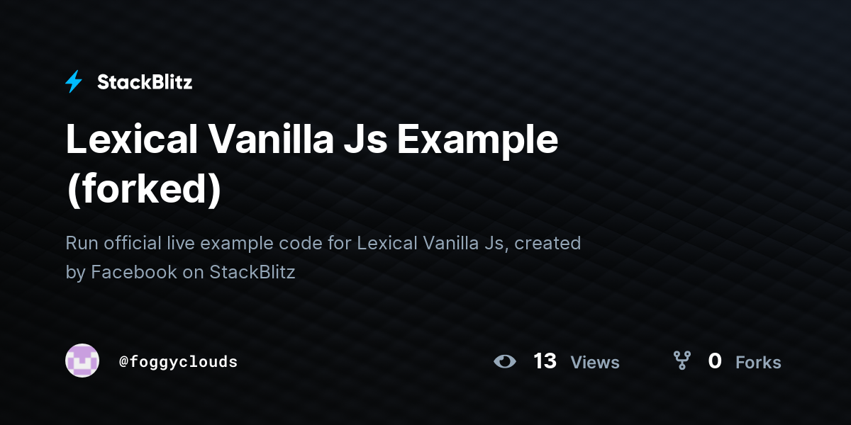 Lexical Vanilla Js Example (forked) - StackBlitz Lexical Vanilla Js Example (forked) - StackBlitz