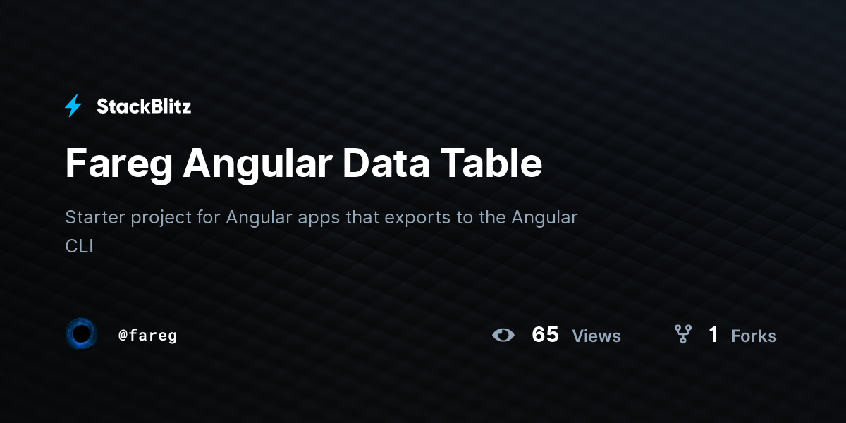 Fareg Angular Data Table - StackBlitz
