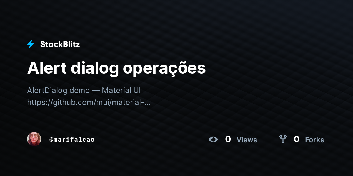 Alert dialog operações - StackBlitz