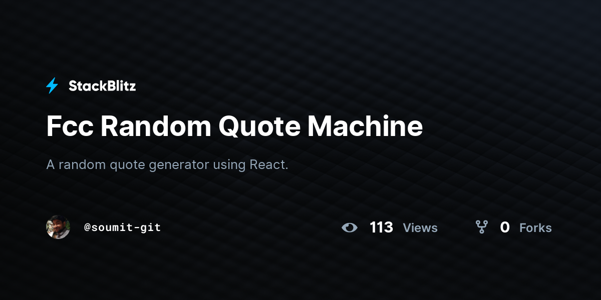 Fcc Random Quote Machine - StackBlitz Fcc Random Quote Machine - StackBlitz