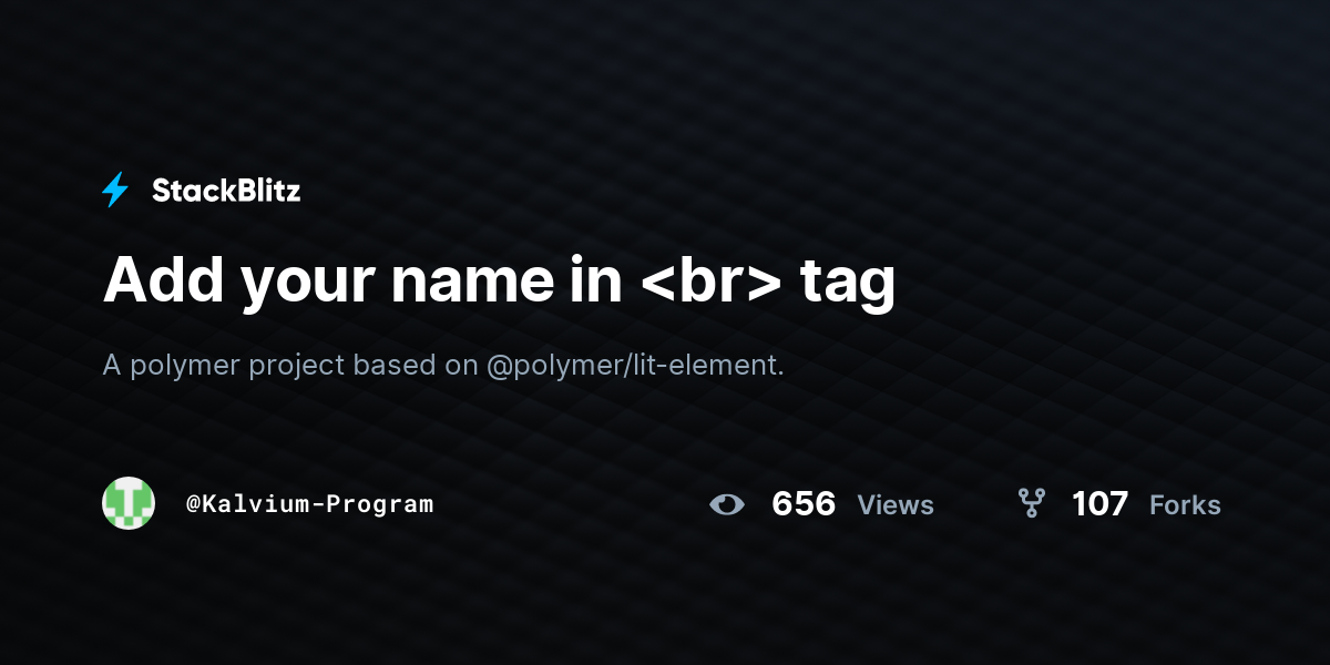 Add your name in tag - StackBlitz