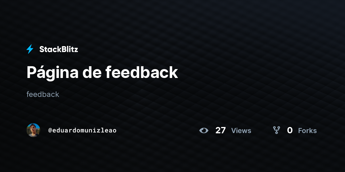 Página De Feedback Stackblitz
