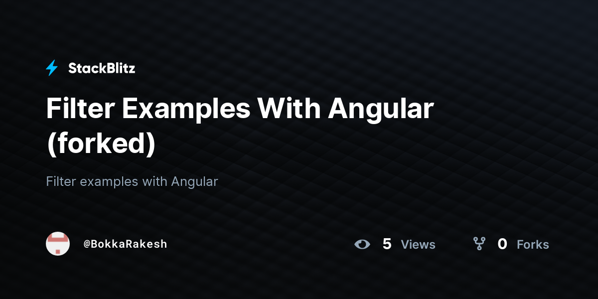 Filter Examples With Angular (forked) - StackBlitz