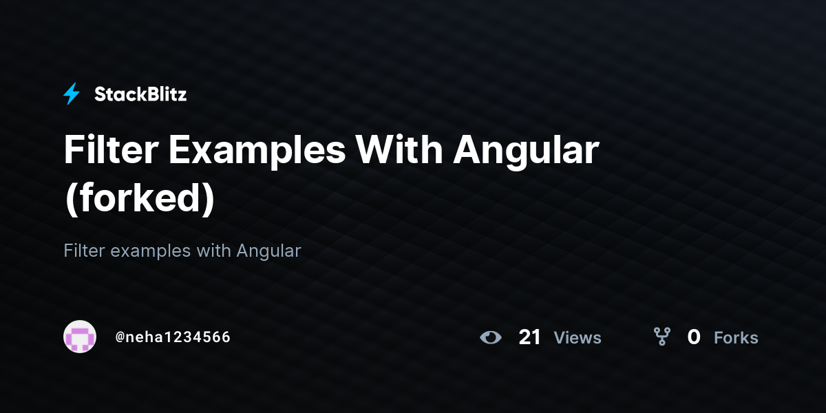 Filter Examples With Angular (forked) - StackBlitz