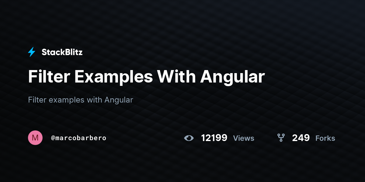 Filter Examples With Angular - StackBlitz