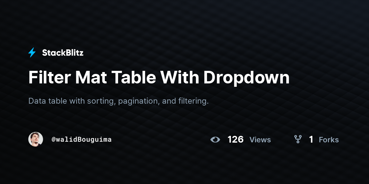 Filter Mat Table With Dropdown - StackBlitz