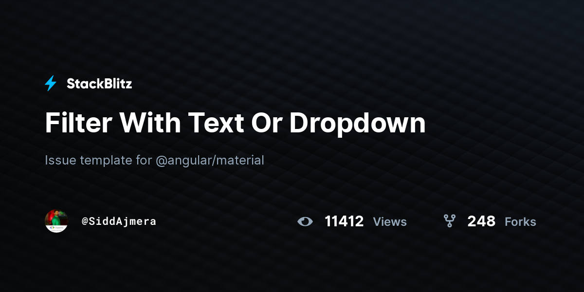 Filter With Text Or Dropdown - StackBlitz