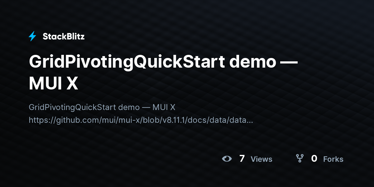 GridPivotingQuickStart demo — MUI X - StackBlitz