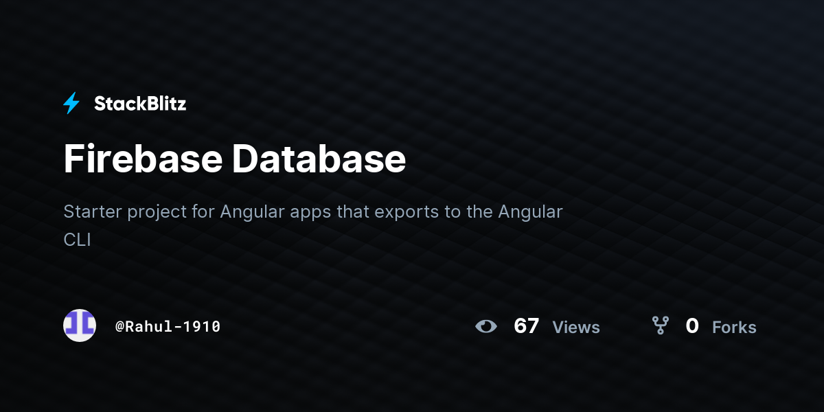 Firebase Database Stackblitz