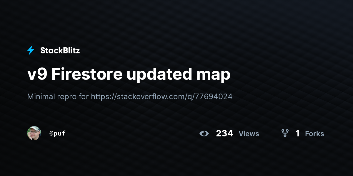 v9 Firestore updated map - StackBlitz