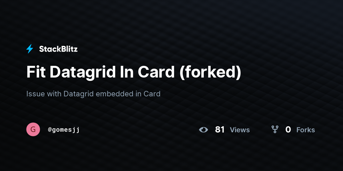 Fit Datagrid In Card (forked) - StackBlitz