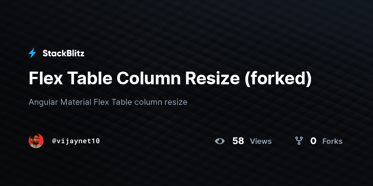 Flex Table Column Resize Forked Stackblitz 