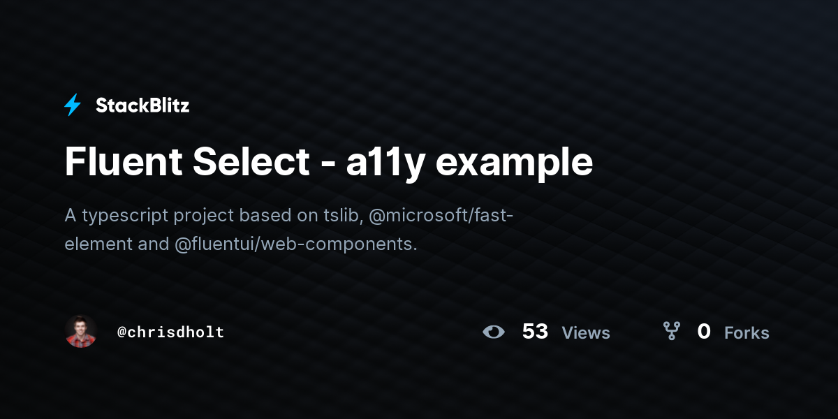 Fluent Select - a11y example - StackBlitz
