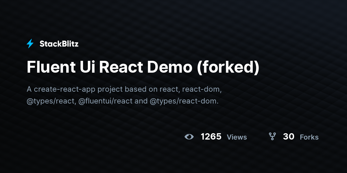 Fluent Ui React Demo (forked) - StackBlitz