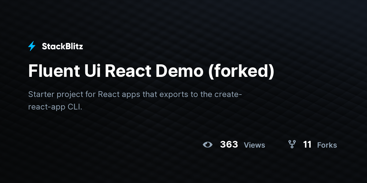 Fluent Ui React Demo (forked) - StackBlitz