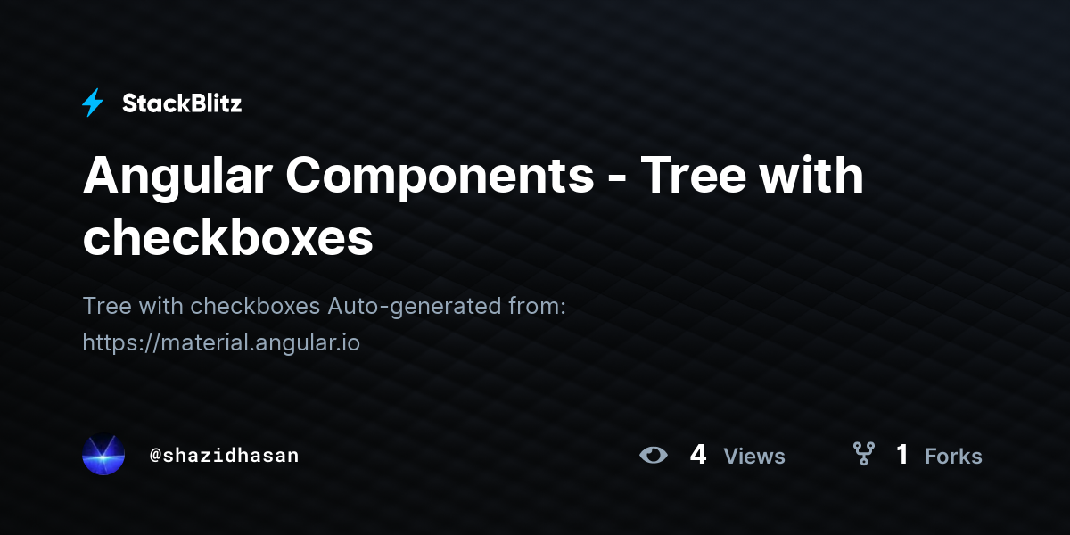 Angular Components - Tree with checkboxes - StackBlitz