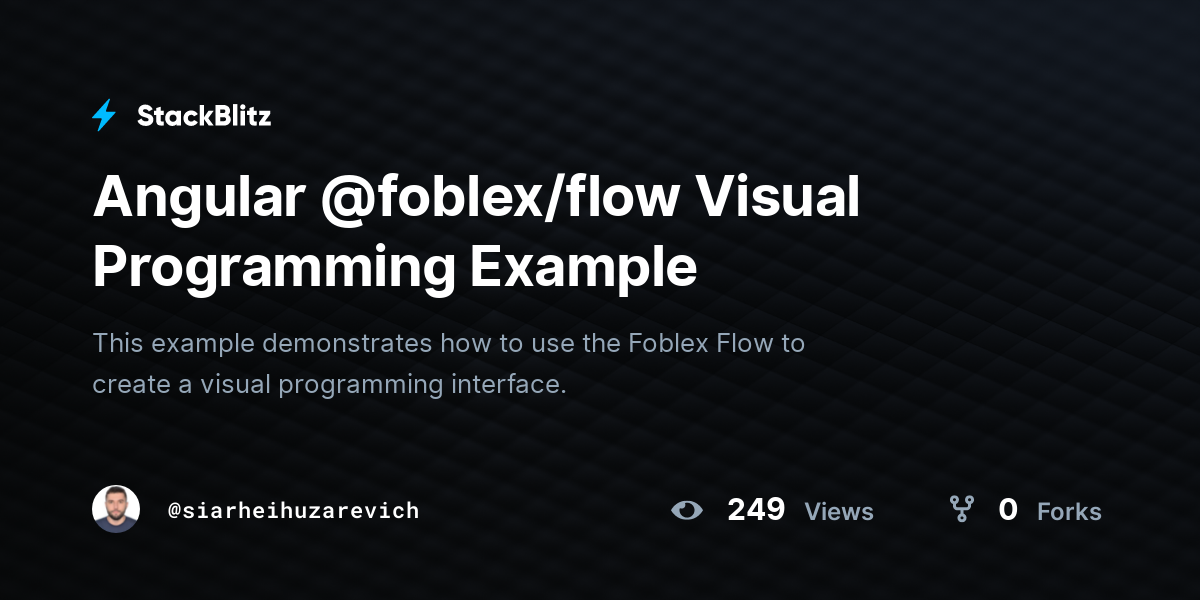 Angular @foblex/flow Visual Programming Example - StackBlitz
