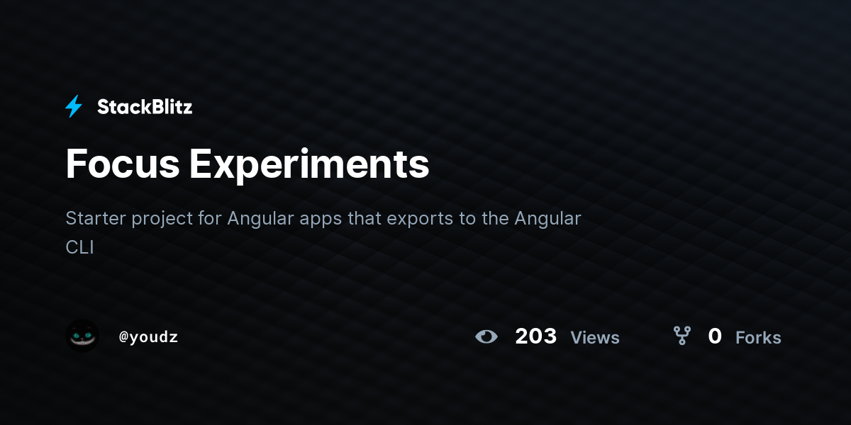 Focus Experiments Stackblitz