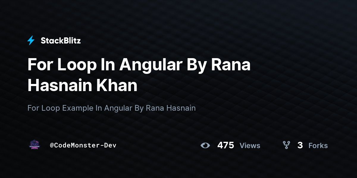 For Loop In Angular By Rana Hasnain Khan - StackBlitz