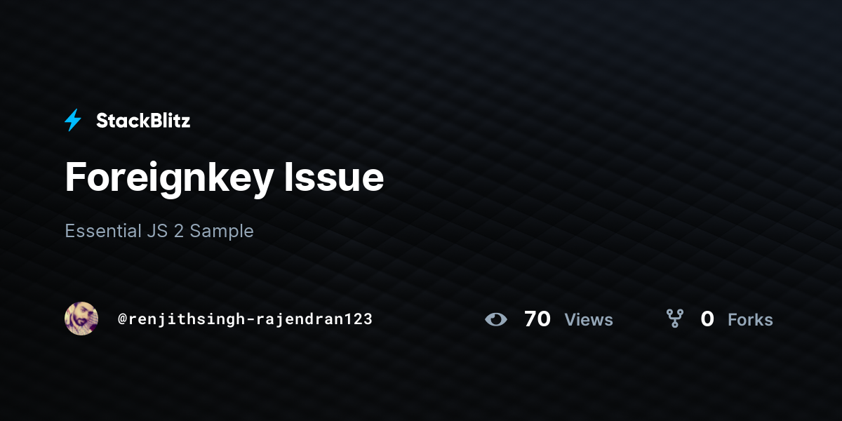 Foreignkey Issue - StackBlitz