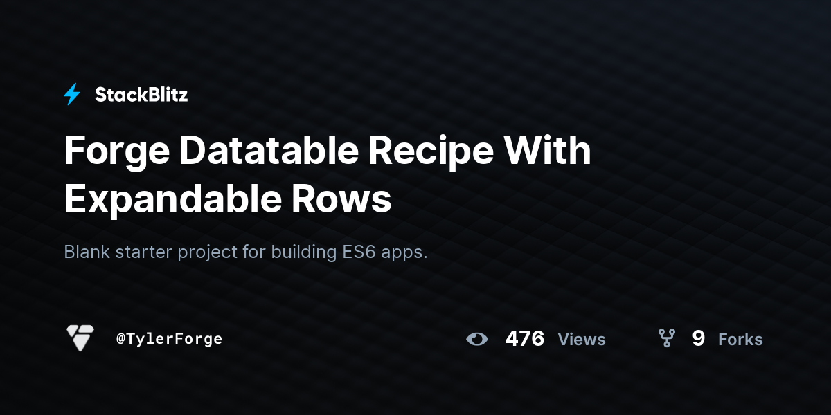 Forge Datatable Recipe With Expandable Rows - StackBlitz