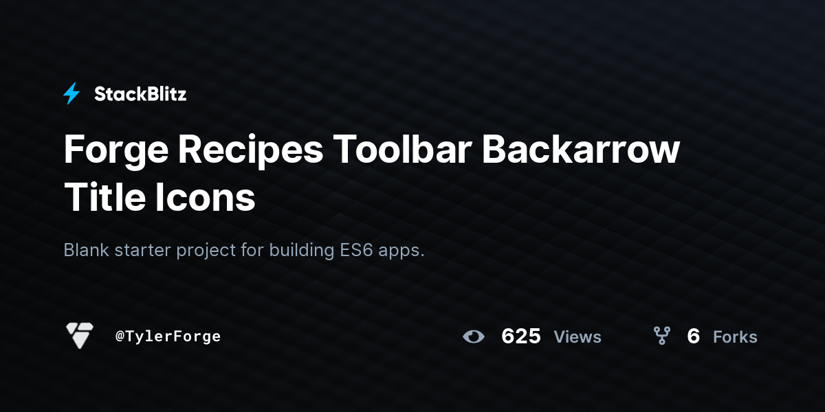 Forge Recipes Toolbar Backarrow Title Icons - StackBlitz Forge Recipes Toolbar Backarrow Title Icons - StackBlitz