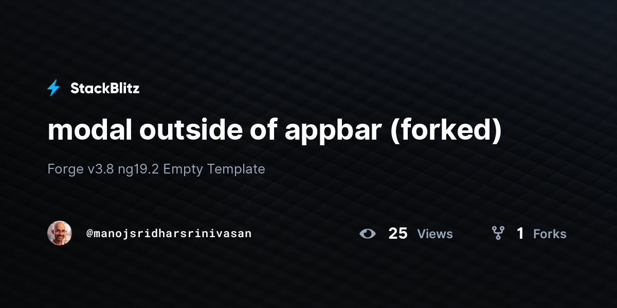modal outside of appbar (forked) - StackBlitz
